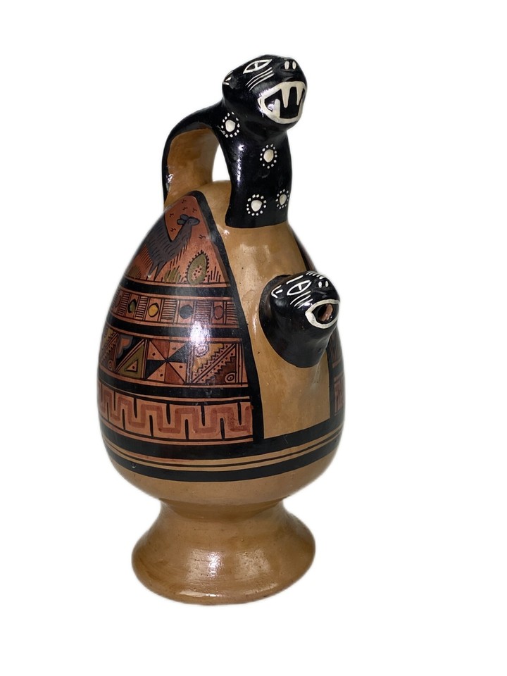 8” Pottery Chicha Jug Pitcher Peru Tribal Native Ethnic Inca Folk Art ...