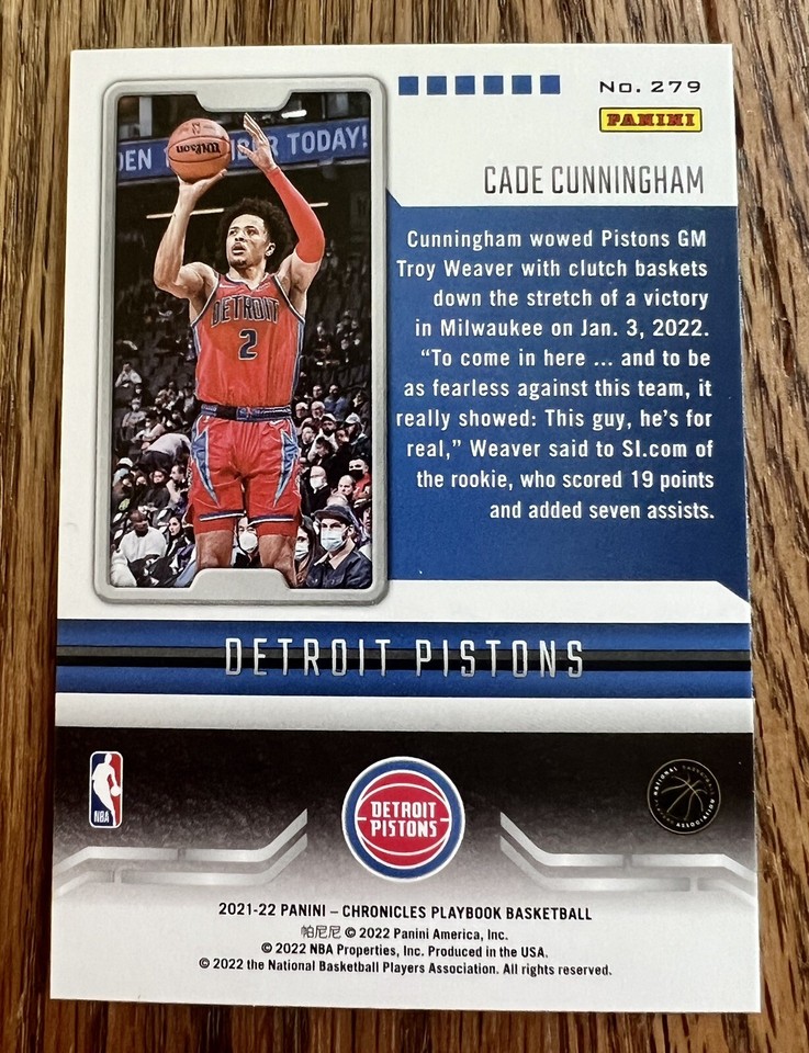 2021 Panini Chronicles Playbook CADE CUNNINGHAM ROOKIE CARD #279 RC ...