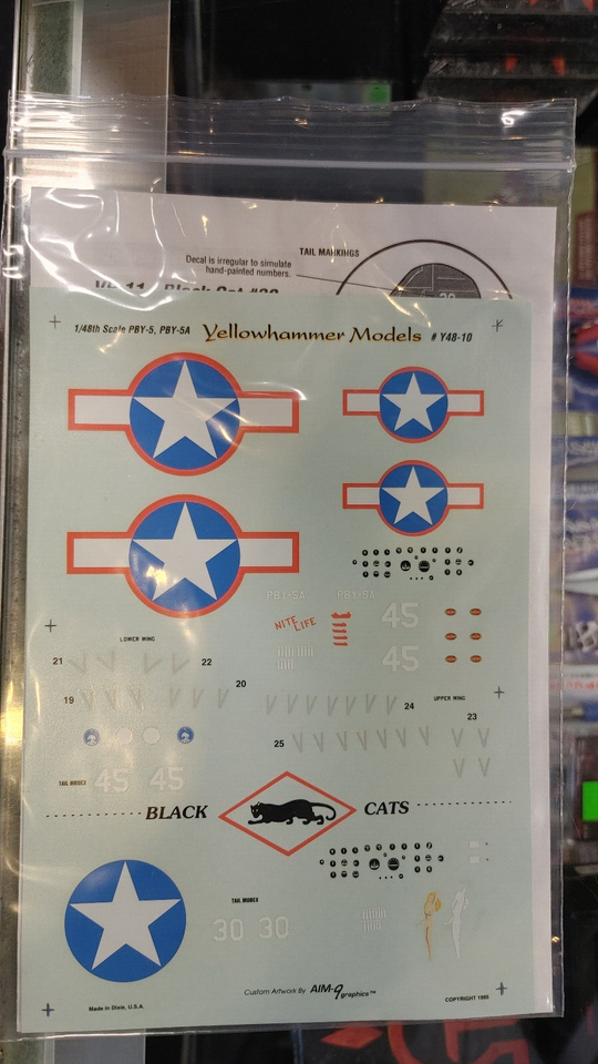 YELLOWHAMMER MODELS Y-48-10 1/48 BLACK CATS PBY-5, 5A CATALINA DECAL ...