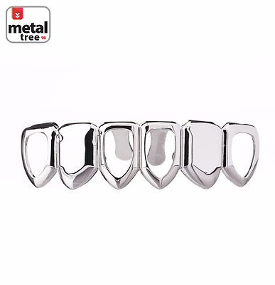 Men's Four Open Face Silver Plated Bottom Teeth Grillz Hip Hop Bling ...