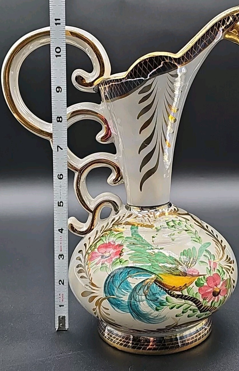 Vintage Hubert Bequet Quaregnon Belgium Jug Vase Pitcher Hand Painted 312 | eBay