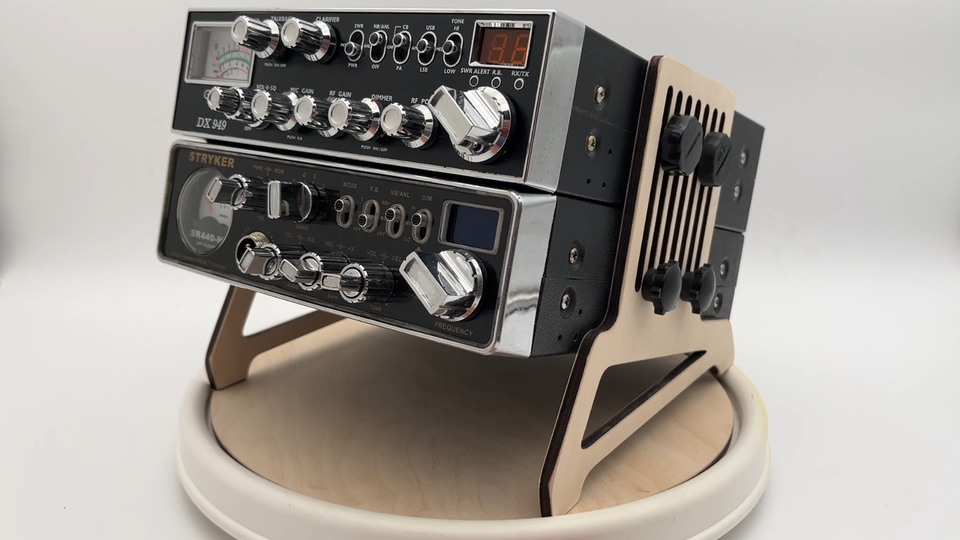 CB Ham Dual Mobile Desktop Radio Stand Set, holds 2 radios equal size ...