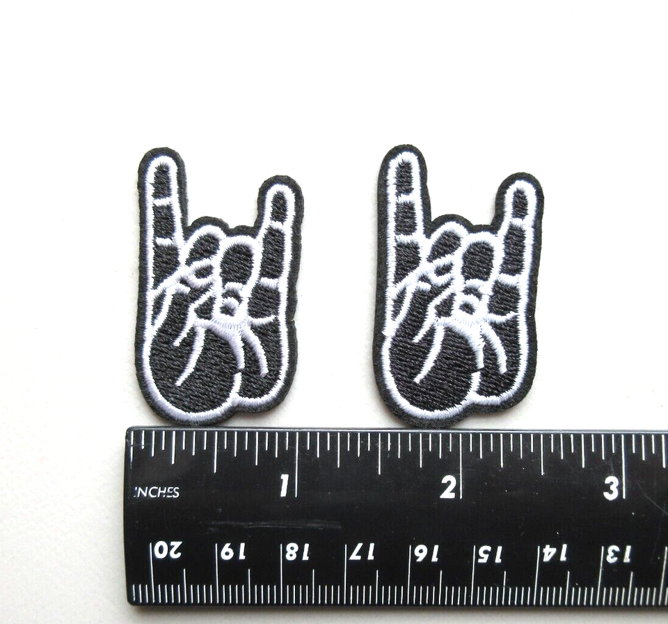 🤘HORNS UP DEVIL HORNS HAND GESTURE BATTLE VEST EMBROIDERED IRON ON ...