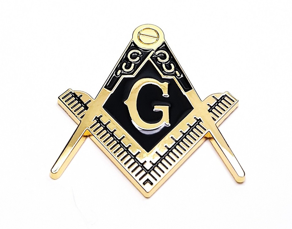 FREEMASON MASONIC 3D CAR EMBLEM HEAVY DUTY ZINC ALLOY GOLD BLACK MASON ...