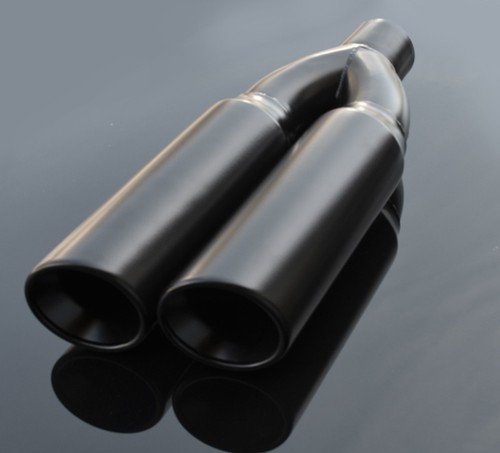 Black Dual Round 4" Exhaust Muffler Tip Side Cut Exit Truck Pickup 3 ...