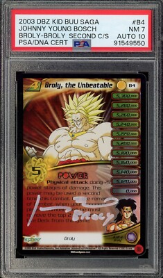 PSA 7 MINT 2003 DBZ Kid Buu Saga Broly the Unbeatable Johnny Bosch Auto ...