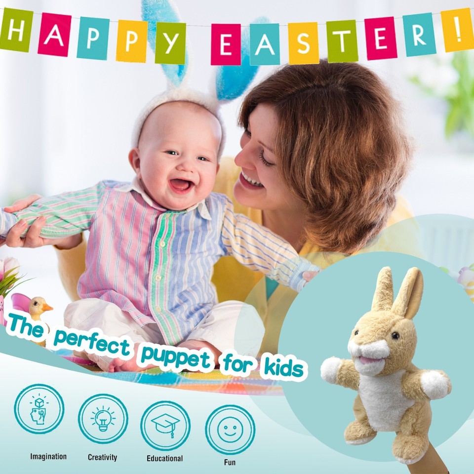 9.8"/25cm Rabbit Hand Puppet Soft Plush Toy Animal Hand Puppet Story ...