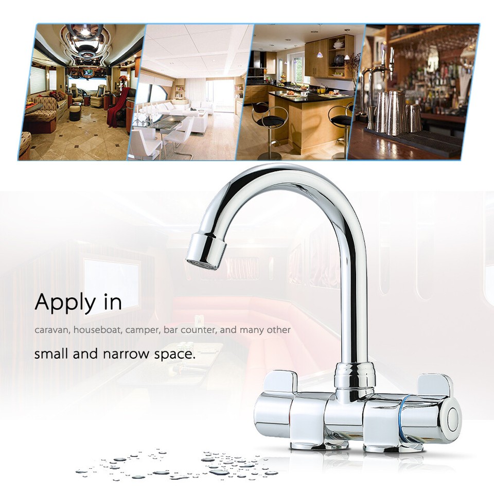 Foldable RV Faucet Rotating Two Handle Deck/Wall Mounted RV Kitchen ...