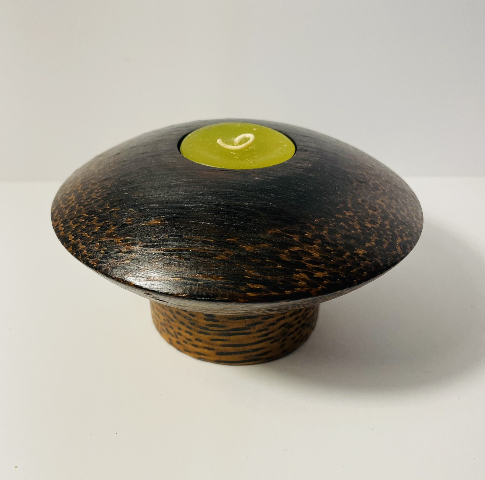 1970 mid century mango wood tea light votive with original candles | eBay