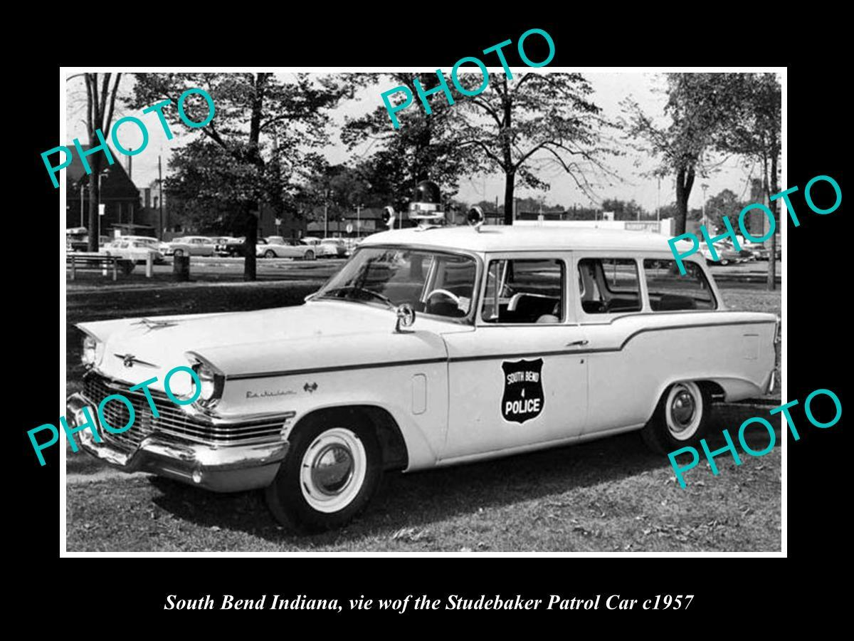 OLD POSTCARD SIZE PHOTO OF SOUTH BEND INDIANA THE STUDEBAKER POLICE CAR ...