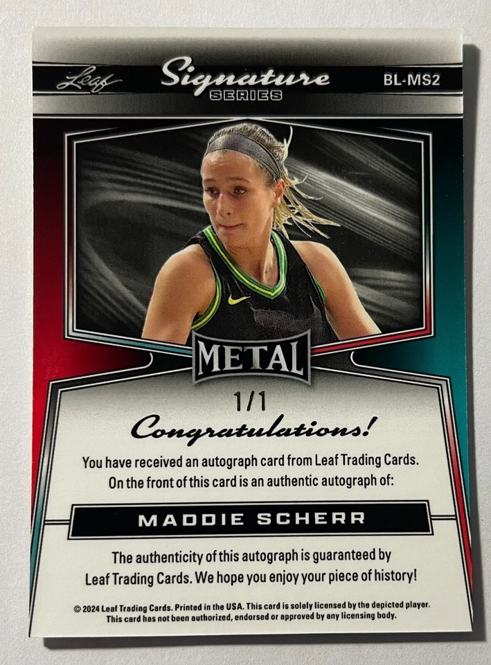 2024 Leaf Metal Maddie Scherr Signature Series Green Crystals Auto 1/1 ...