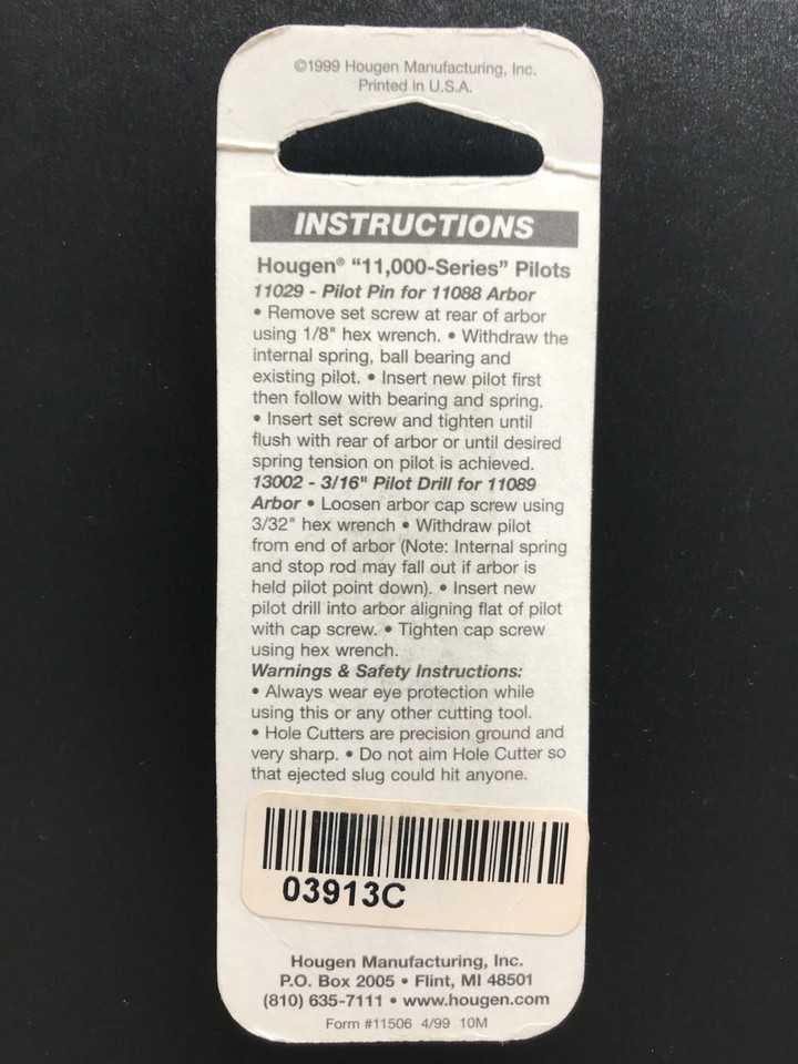 Hougen 03913C Skip Proof Arbor Pilot (Designed for Hougen 11089 Arbor ...