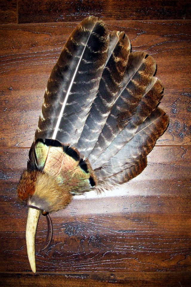 BRONZED TURKEY NATIVE AMERICAN SMUDGE FEATHER FAN ANTLER | eBay