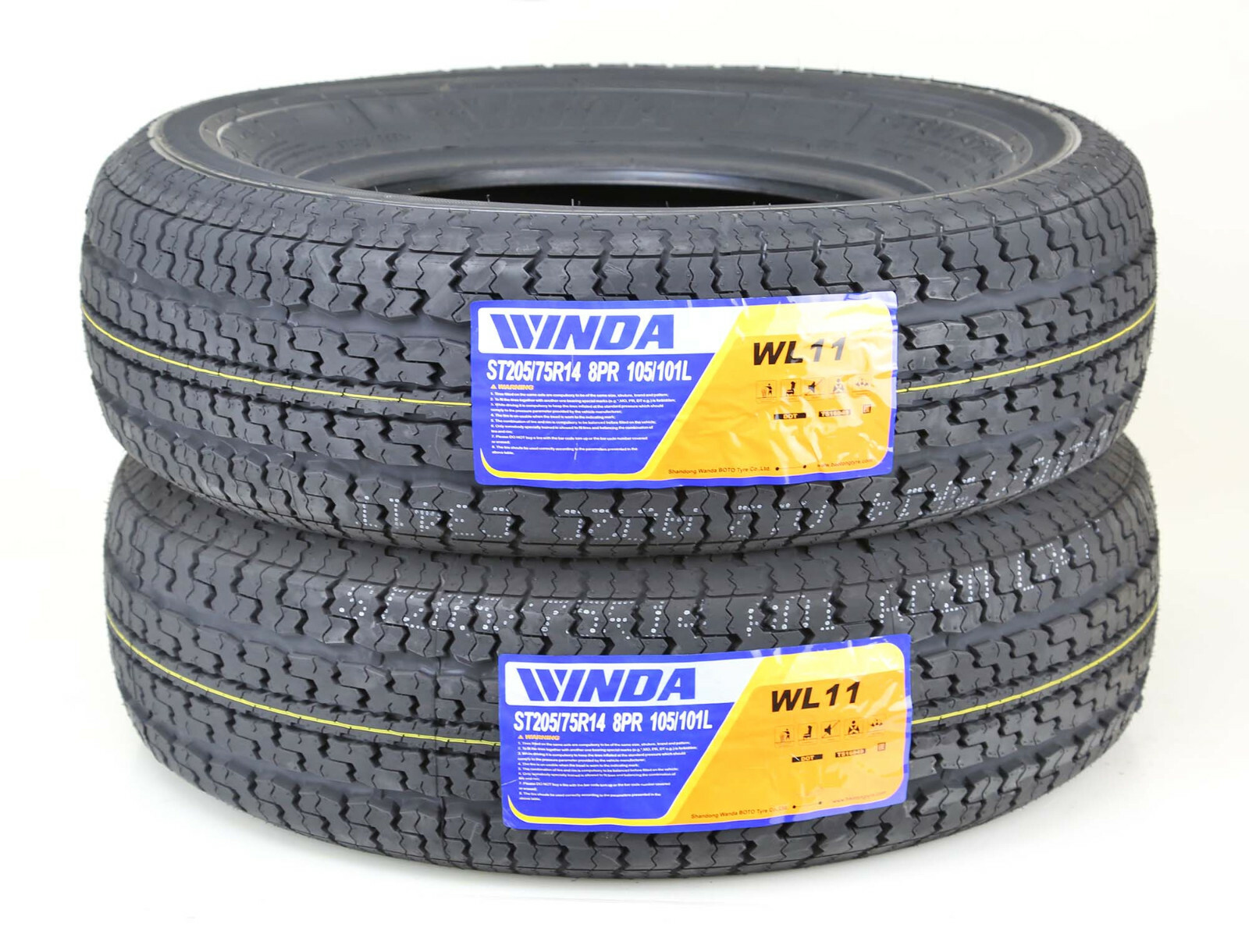 Set 2 Premium WINDA Trailer Tires ST205/75R14 8PR Load Range D Steel ...