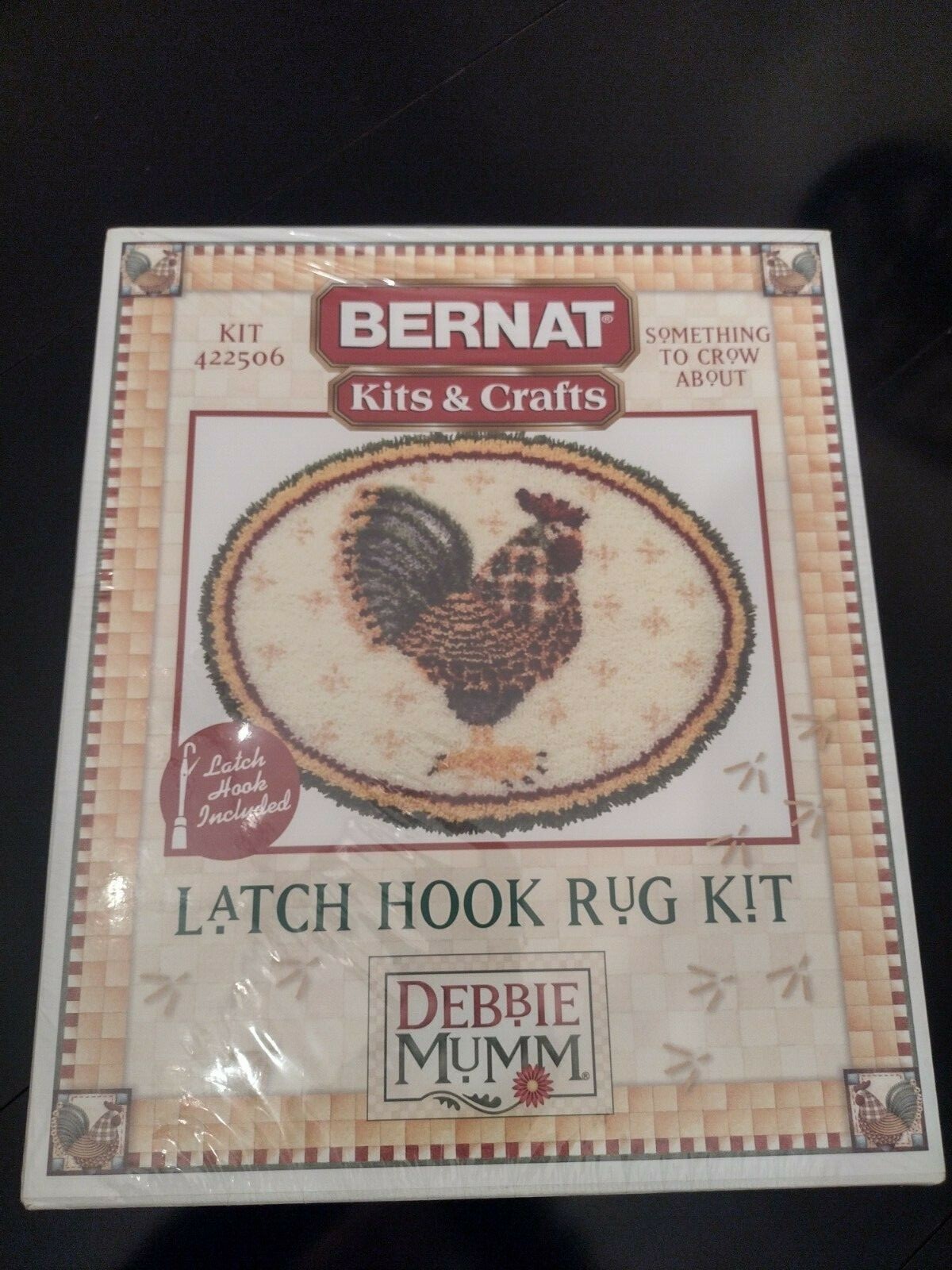 NEW Vintage Bernat Latch Hook Kit Debbie Mumm ROOSTER Something to Crow ...