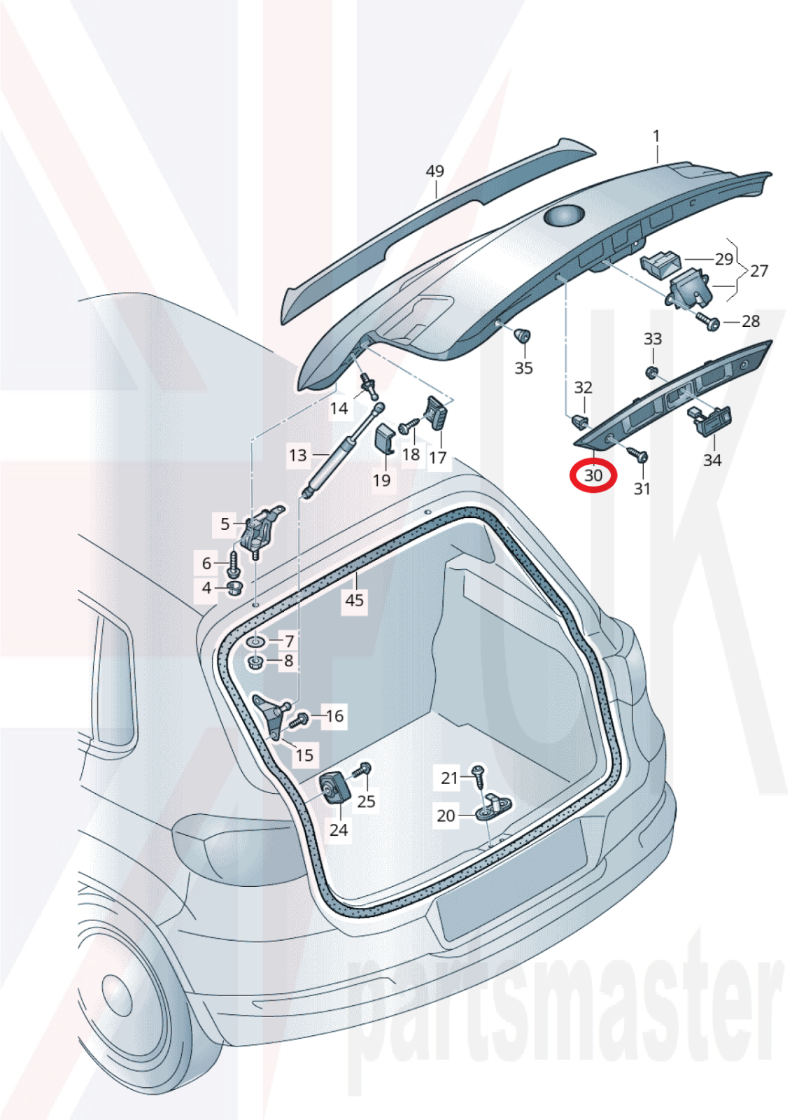 VW TIGUAN 2007-2016 GENUINE REAR TRUNK TAILGATE TRIM LID COVER ...