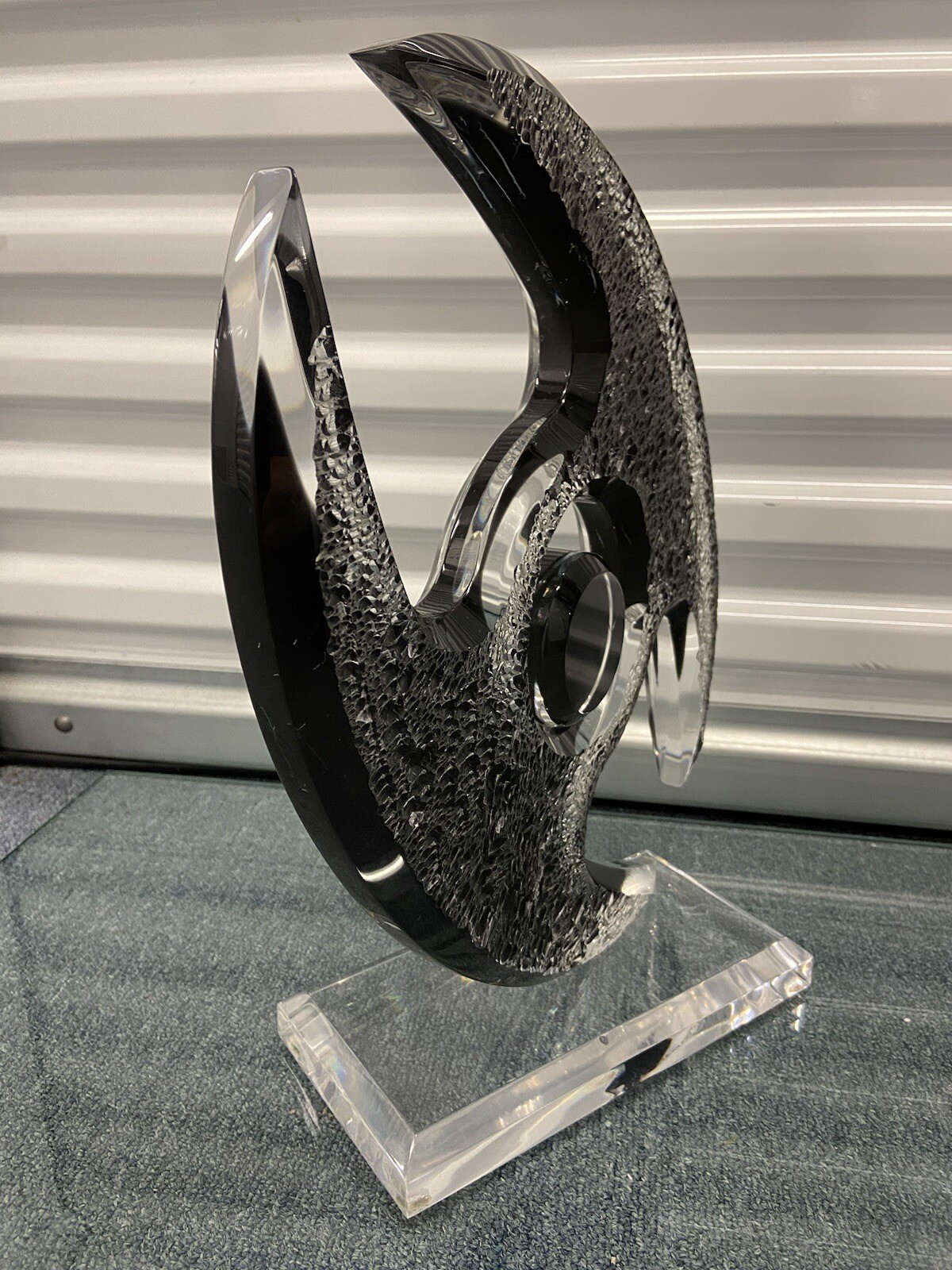 Black & Clear Acrylic Lucite Abstract SCULPTURE (Haziza style ...