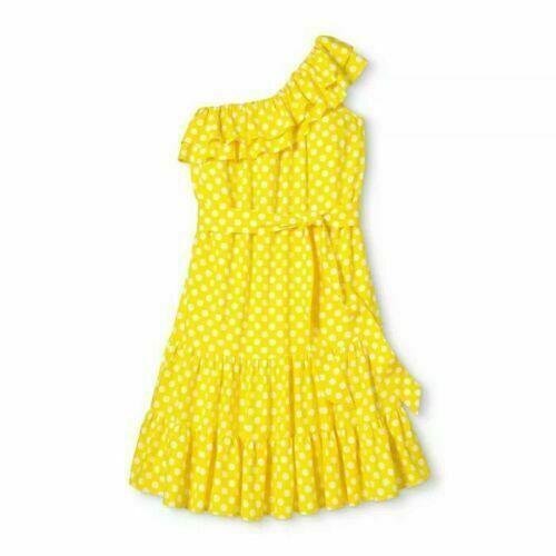 Lisa Marie Fernandez For Target M Yellow Polka Dot One Shoulder Midi ...