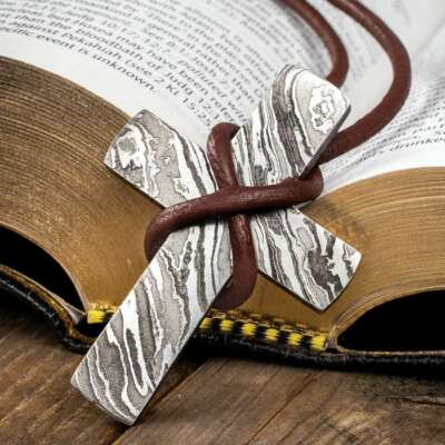 Cross Pendant Hand Forged Damascus Steel Crucifix Men Women Jesus New ...