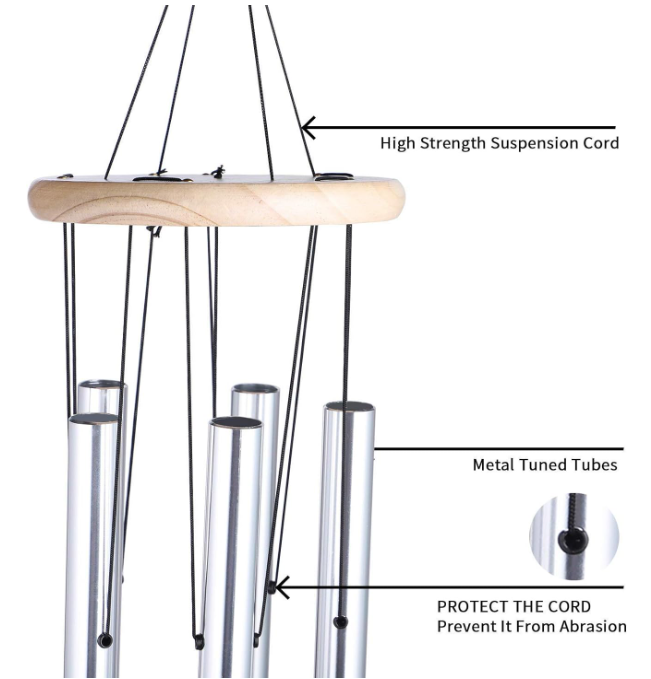 5' Big Extra Large 57″ Wind Chime Deep Tone Tuned Resonant Bass Sound ...