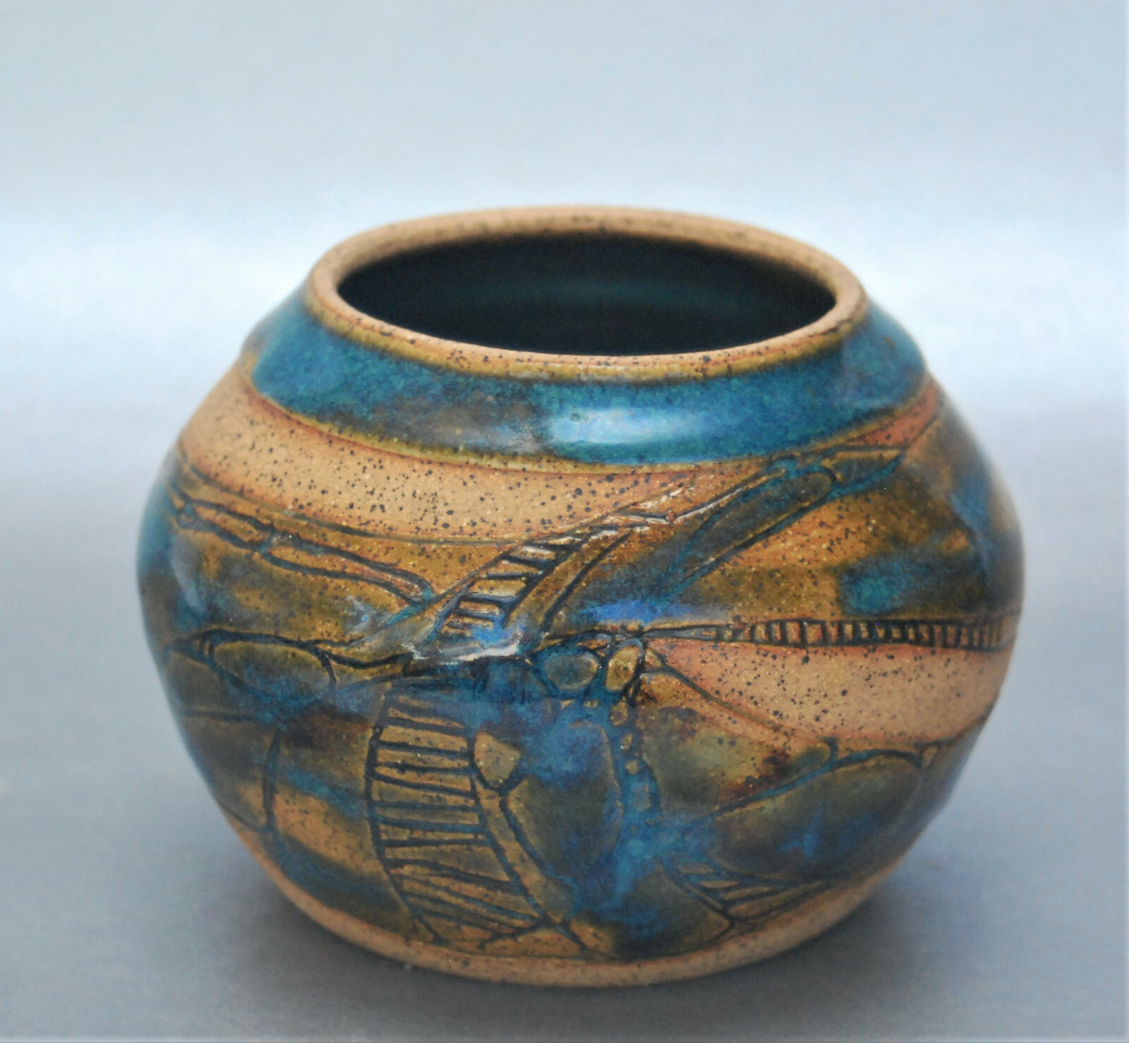 VINTAGE SIGNED BOYCE POTTERY SMALL VESSEL POT VASE MID CENTURY MODERN ...