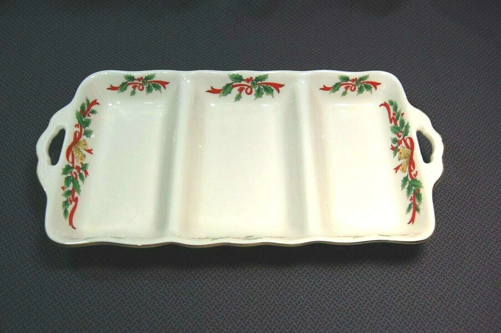 Federated Dept Stores Ivory Rectangle Serving Tidbit Dish Red Ribbon ...