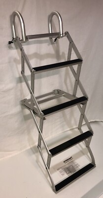 Boat Boarding Ladder 4-Step Folding Aluminum Handrail *Made in USA* | eBay