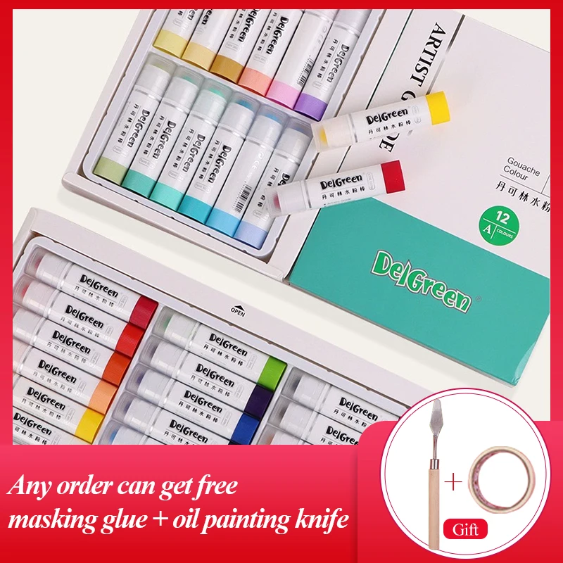 DELGREEN ARTIST GRADE Soft Solid Gouache Paint Sticks/Pastels/Crayons ...