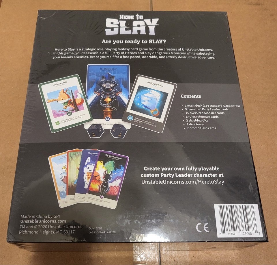 Here to Slay Kickstarter Exclusive, Monster/Dragon Expansions, Unstable ...