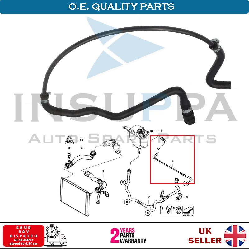 Radiator Expansion Tank Coolant Hose Pipe For BMW E60 E61 E63 E64 ...