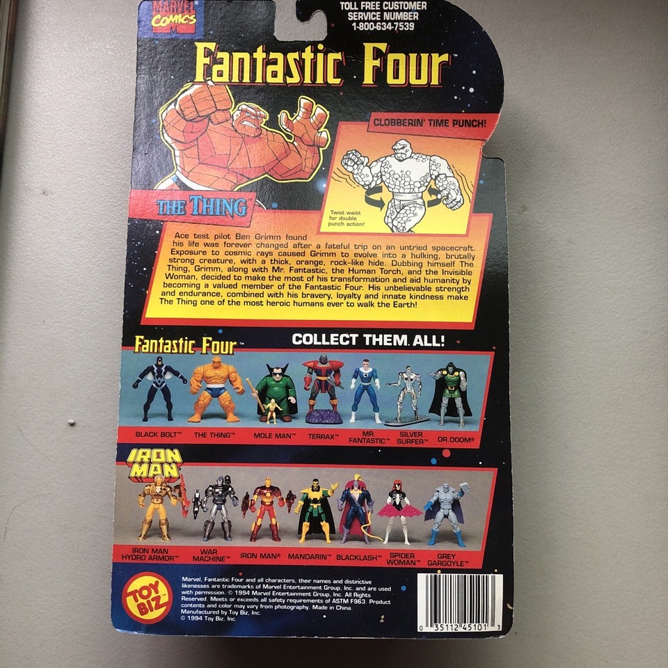 Fantastic Four THE THING ToyBiz 1994 Action Figure Clobberin' Time ...