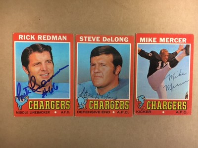 Dan Diego Chargers Signed 1971 Topps FB Lot(3)Steve DeLong,M Mercer ...