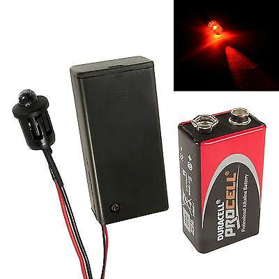 Flashing Red Dummy Fake Alarm LED Enclosed PP3 Holder + Battery, Car ...