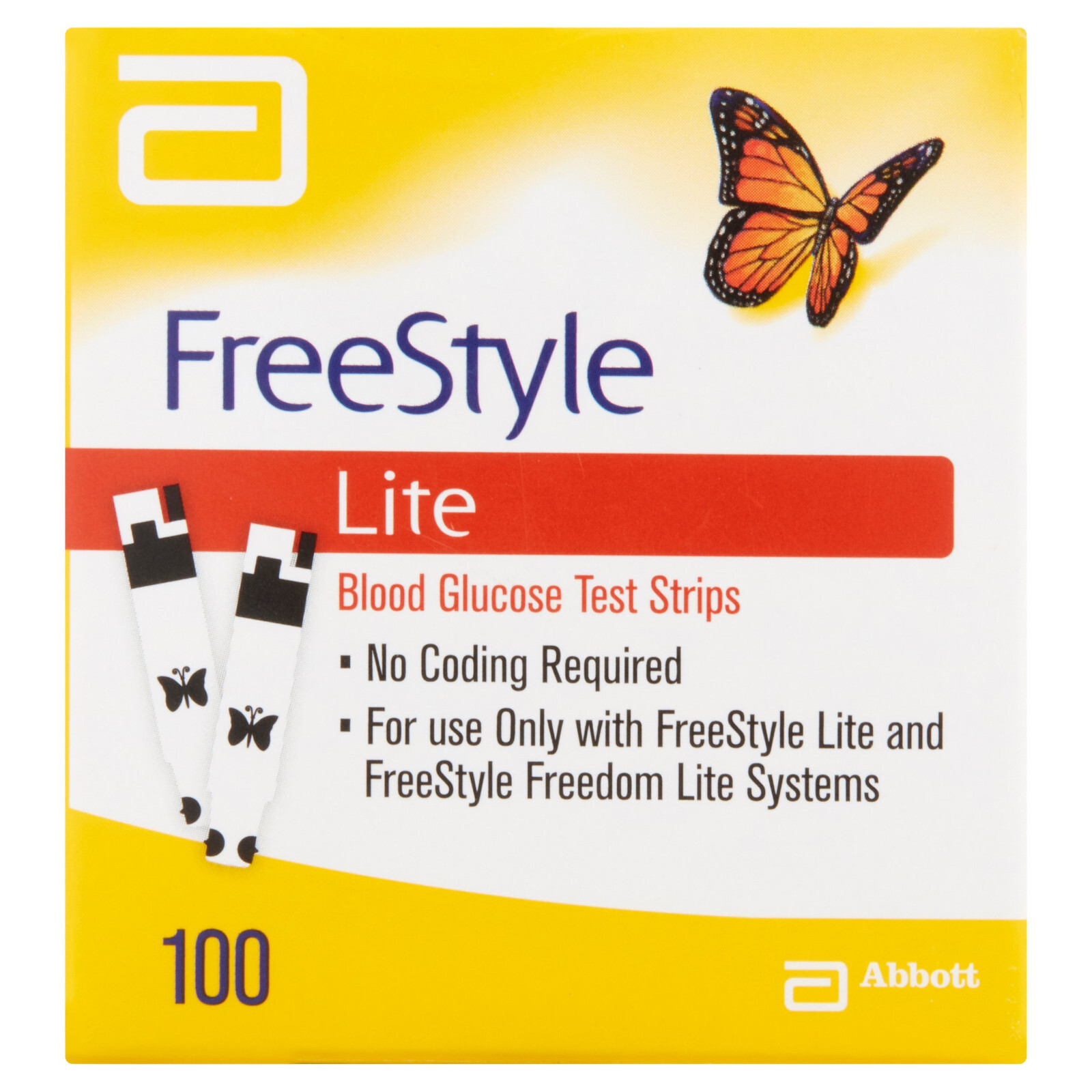 Abbott FreeStyle Lite Glucose Strip Self Testing Freedom InsuLinx 100 ...