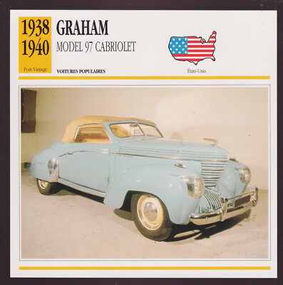 1938 1939 1940 Graham Model 97 Convertible Car Photo Spec Sheet Info ...