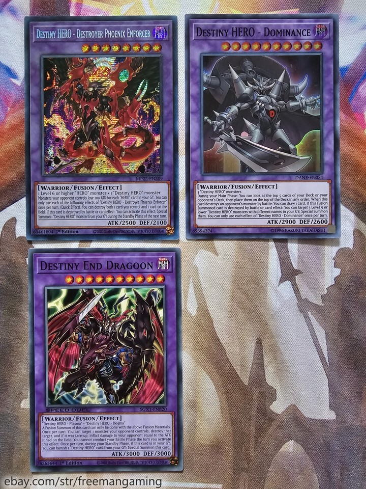 Yugioh Aster Phoenix Destiny Hero Deck 47 Card Fusion Malicious Plasma ...