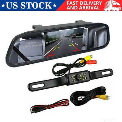 4.3" Backup Camera Mirror Car Rear View Reverse Night Vision Parking ...