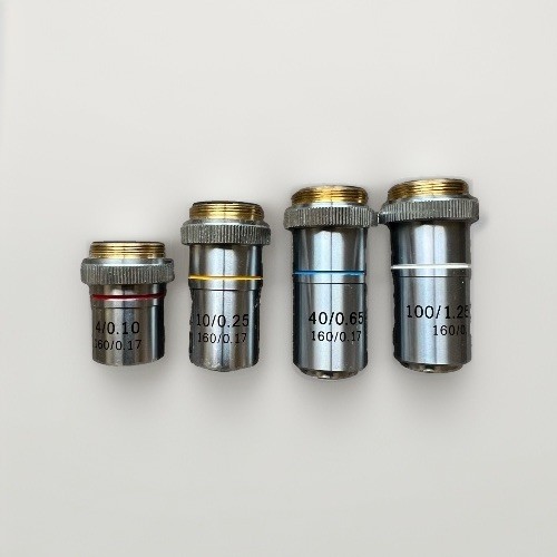 AMScope 4 Objective Lens Set 4x 10x 40x 100x Oil Microscope Replacement ...