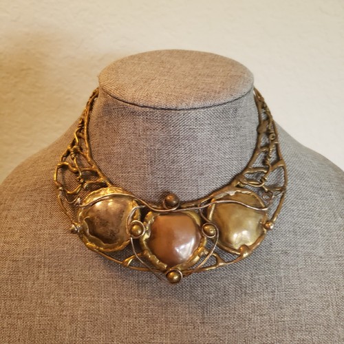 Vintage Larry Whidden 1988 Copper & Brass Metal Brutalist Collar NEEDS ...