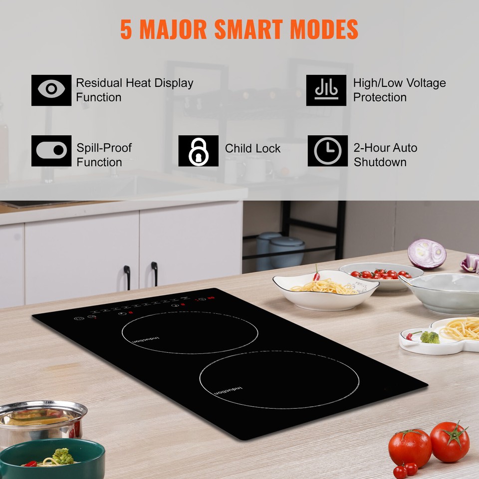 Induction Cooker 2 Burner Cooktop 1800W Digital 2 Burner Electric ...