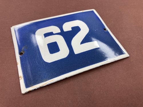 ANTIQUE VINTAGE EUROPEAN ENAMEL SIGN HOUSE NUMBER 62 DOOR GATE SIGN ...