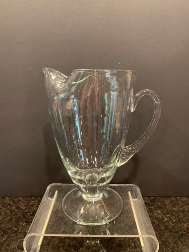 Vintage Mid Century Pinched Spout Martini Pitcher Footed Pedestal Clear ...