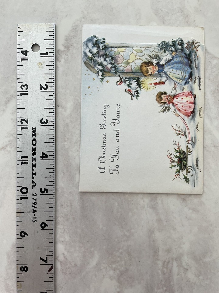 50s Hallmark Angels At Church Bearing Gifts Song Birds Vtg Christmas ...