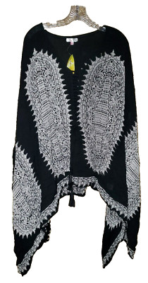 SoHo Chick Sleeved Poncho Top Womens Size XL Black White Rayon | eBay