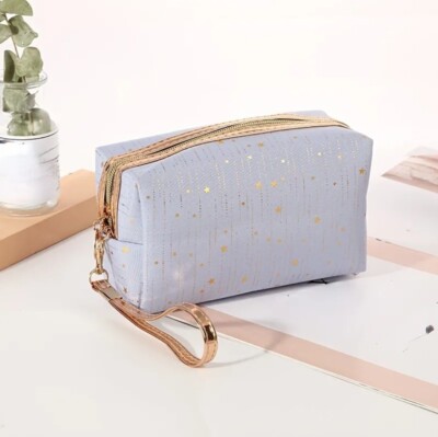Light Blue Makeup Bag Cosmetic Pouch Toiletry Organizer For Travel | eBay