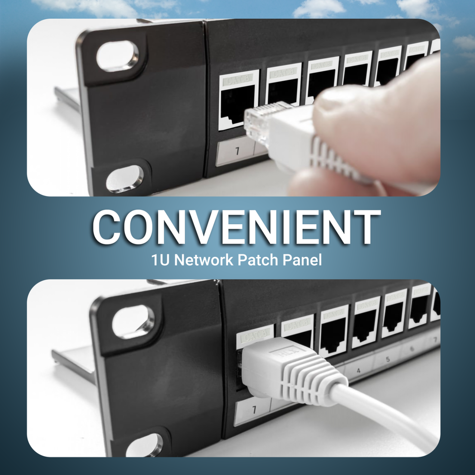 24 Port Blank Keystone Patch Panel-Removable Panels-Rear Cable Bar-1U ...