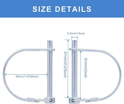 12-Count Wire Lock Pins, 1/4 Inch Heavy Duty Safety Coupler Pin Shaft ...