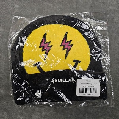 J Balvin Metallica Hat Cap Beanie Smiley Face Black Yellow Lightning ...