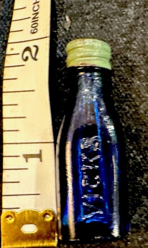 Vintage Vicks Drops Cobalt Blue Bottle with Green Cap Collectible ...
