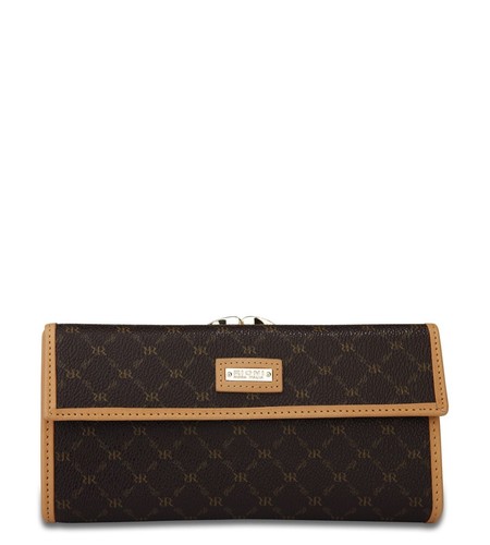 Rioni Signature Brown ST-W012 Canvas Leather Continental Clasp 12 ...